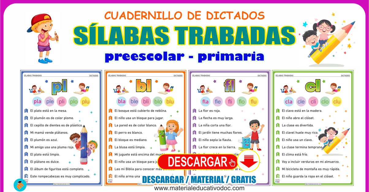 Dictados con sílabas trabadas para mejorar la lectura y escritura