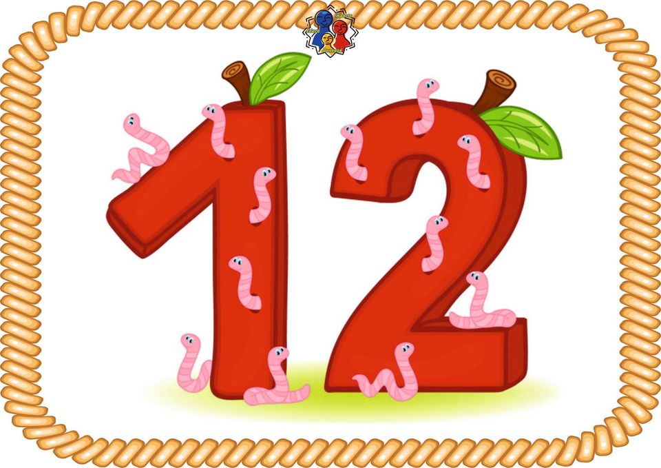 Laminas coloridas del los números del 1 al 12 | Descargar gratis
