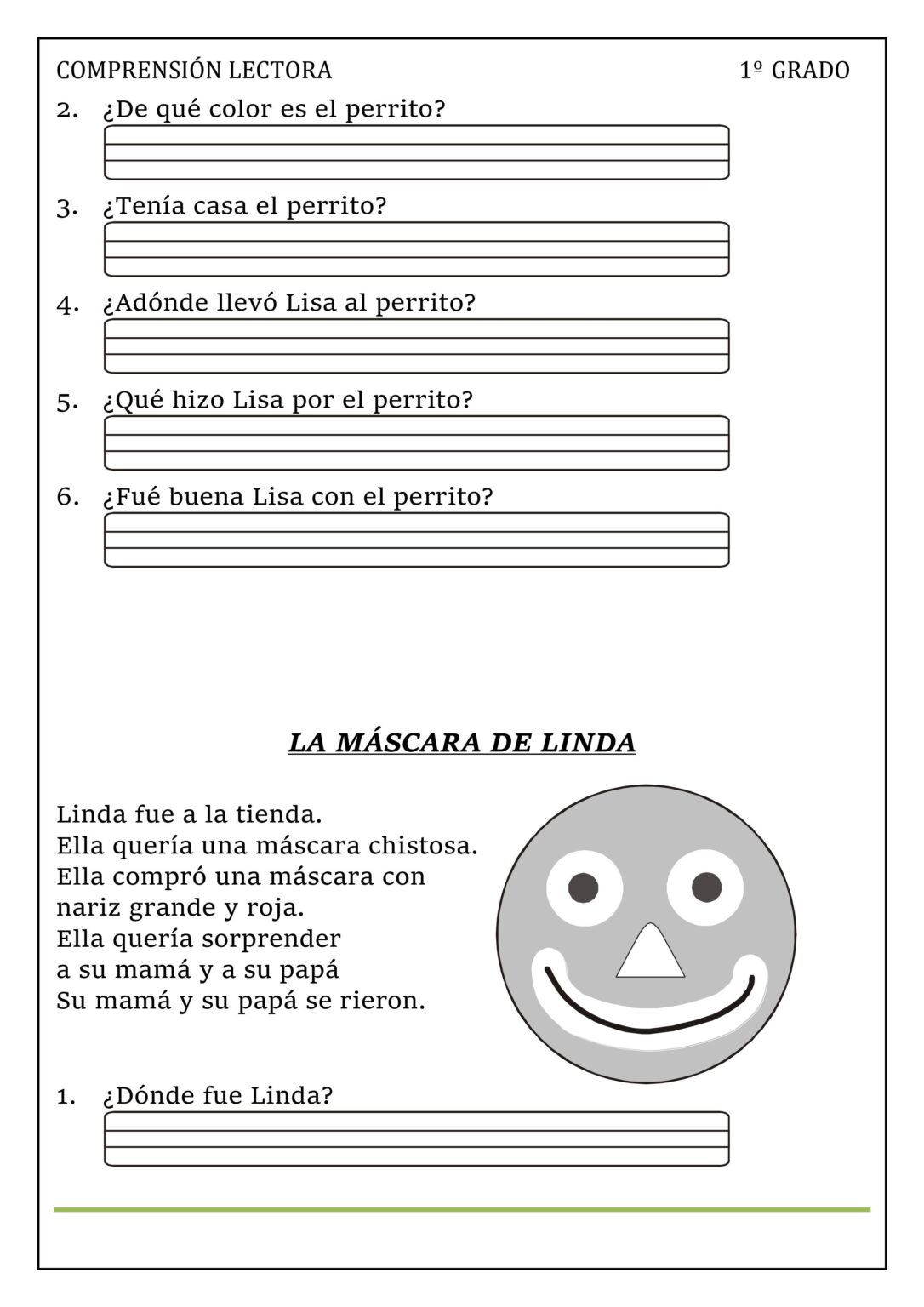 Lectura comprensiva para 1º Grado nivel primaria | Material en PDF