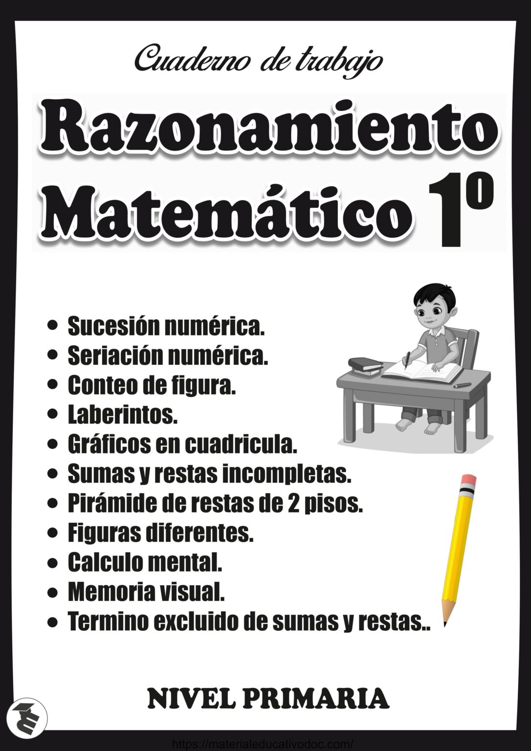 Cuaderno de trabajo Matemática para 1º Grado nivel primaria | Material PDF