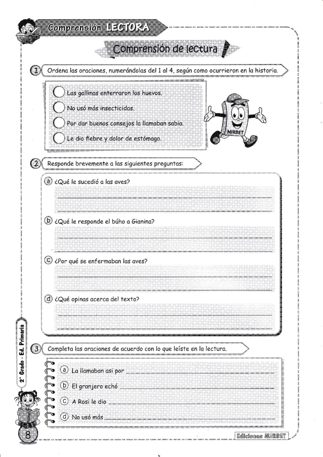 Cuaderno de Comprensión lectora para nivel primaria 2º Grado.