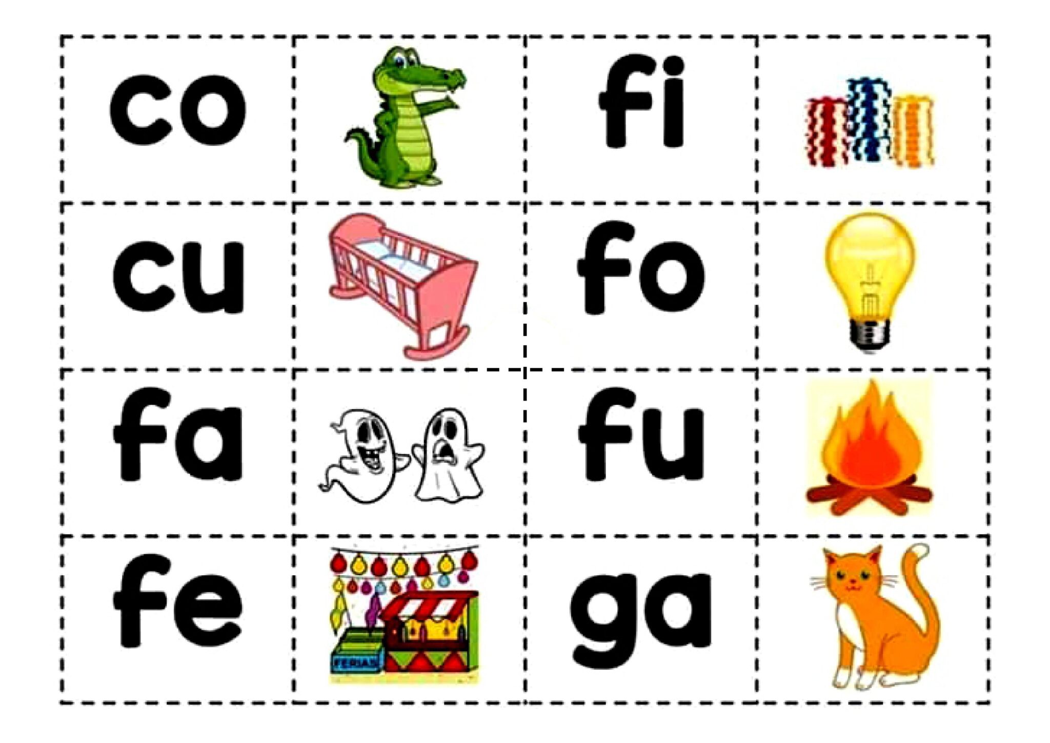 Fichas del silabario para la lectura infantil | Imprimir en pdf.