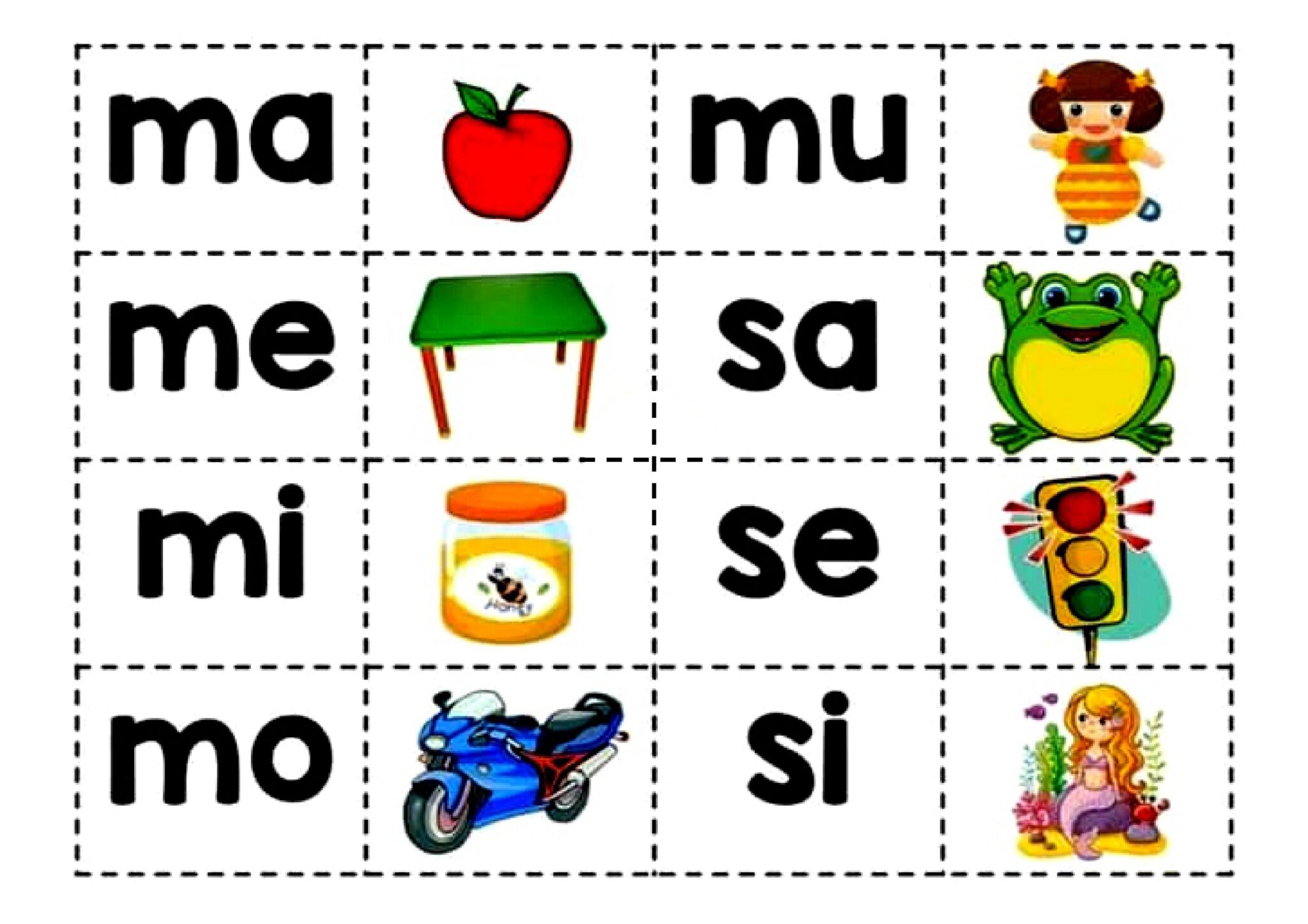 Fichas del silabario para la lectura infantil | Imprimir en pdf.