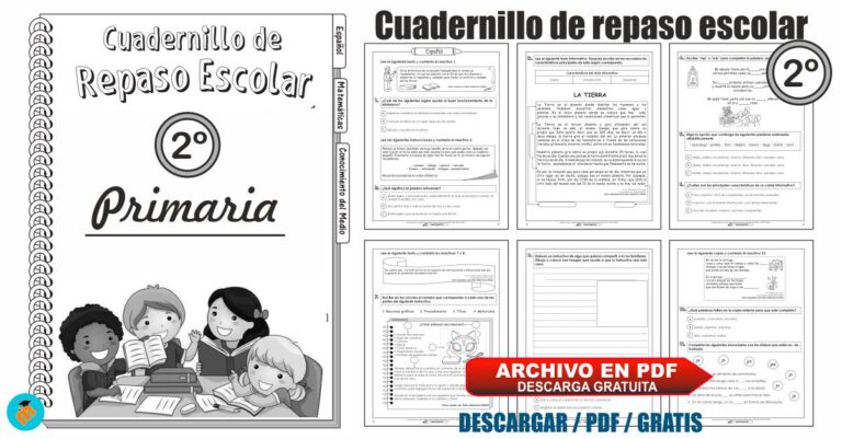 Cuadernillo de Repaso Escolar 2º Grado primaria, Material PDF.