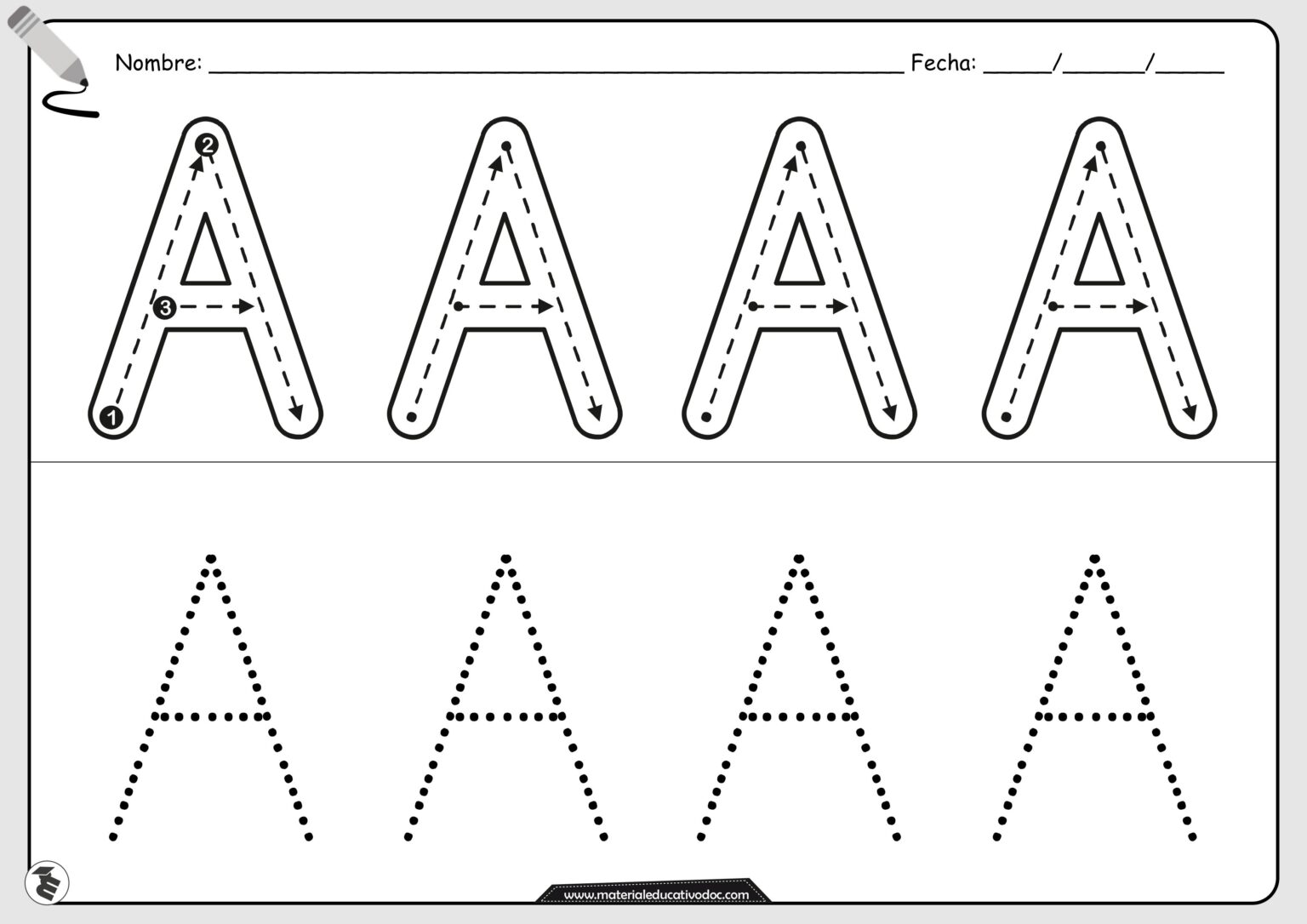 Cuaderno de Escritura del Abecedario Mayúsculas en PDF.