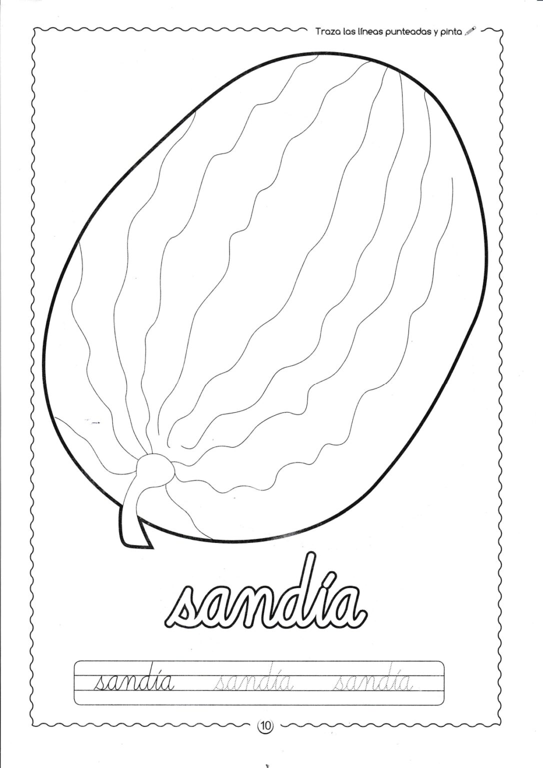 Cuadernillo "Aprendiendo las frutas" colorea y traza | Archivo en PDF.