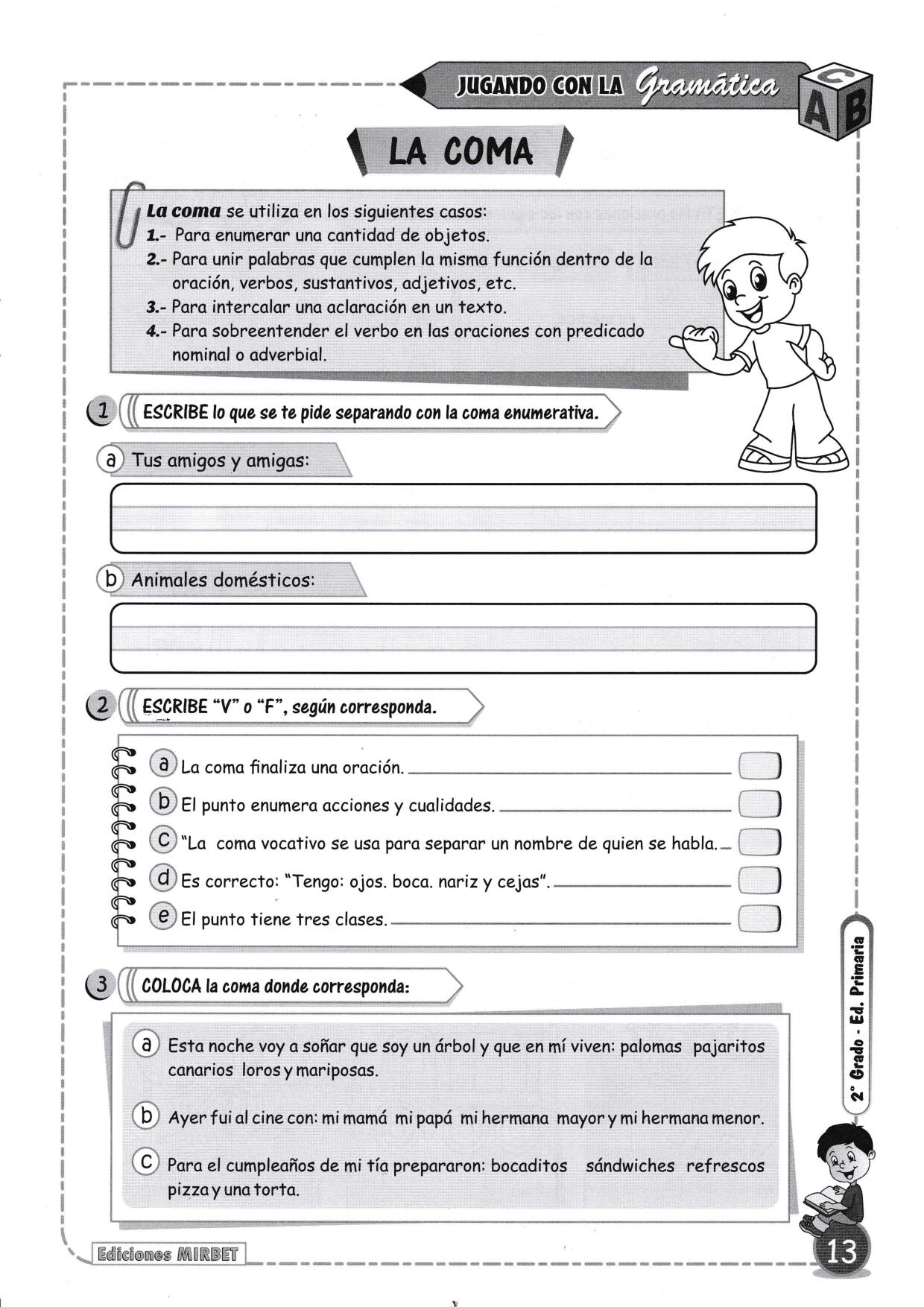 Cuaderno de Gramática actividades y ejercicios para 2º grado I PARTE.