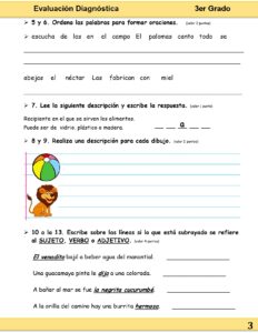 Evaluación diagnóstica de 3º Nivel Educación Primaria