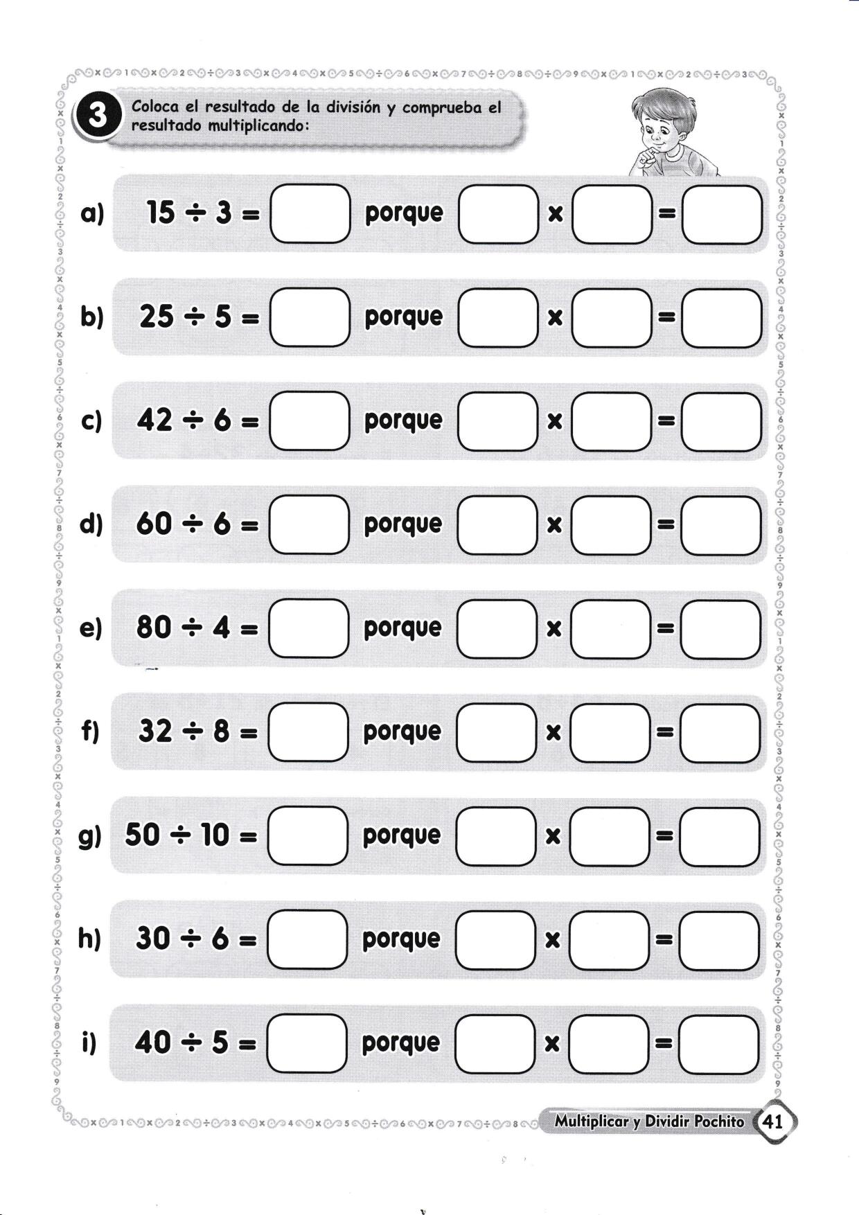 Aprendamos a dividir con pochito cuaderno de trabajo para primara