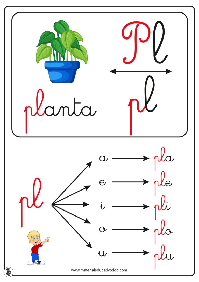 Cuaderno del lectura sílabas trabadas en letra cursiva
