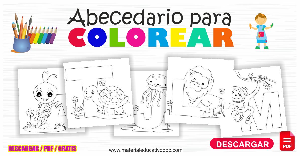Abecedario de animales para COLOREAR