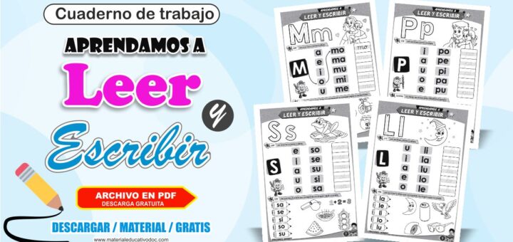 Cuaderno del lectura sílabas trabadas en letra cursiva