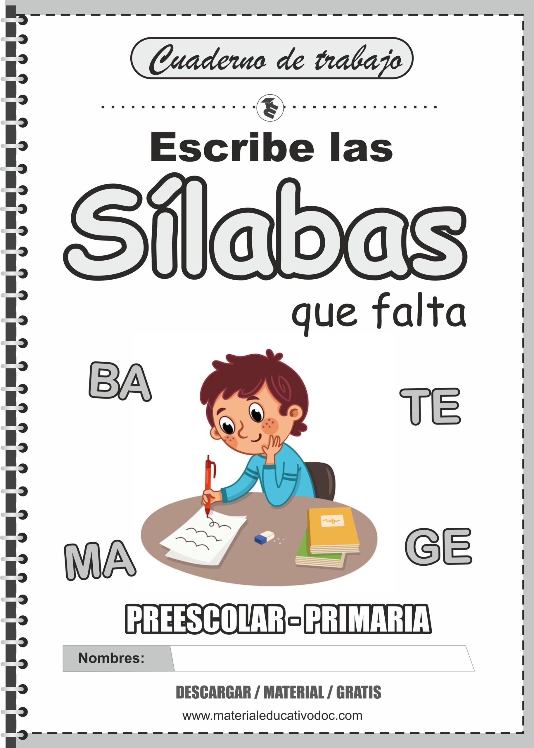 Escribe las sílabas que falta cuadernillo de escritura