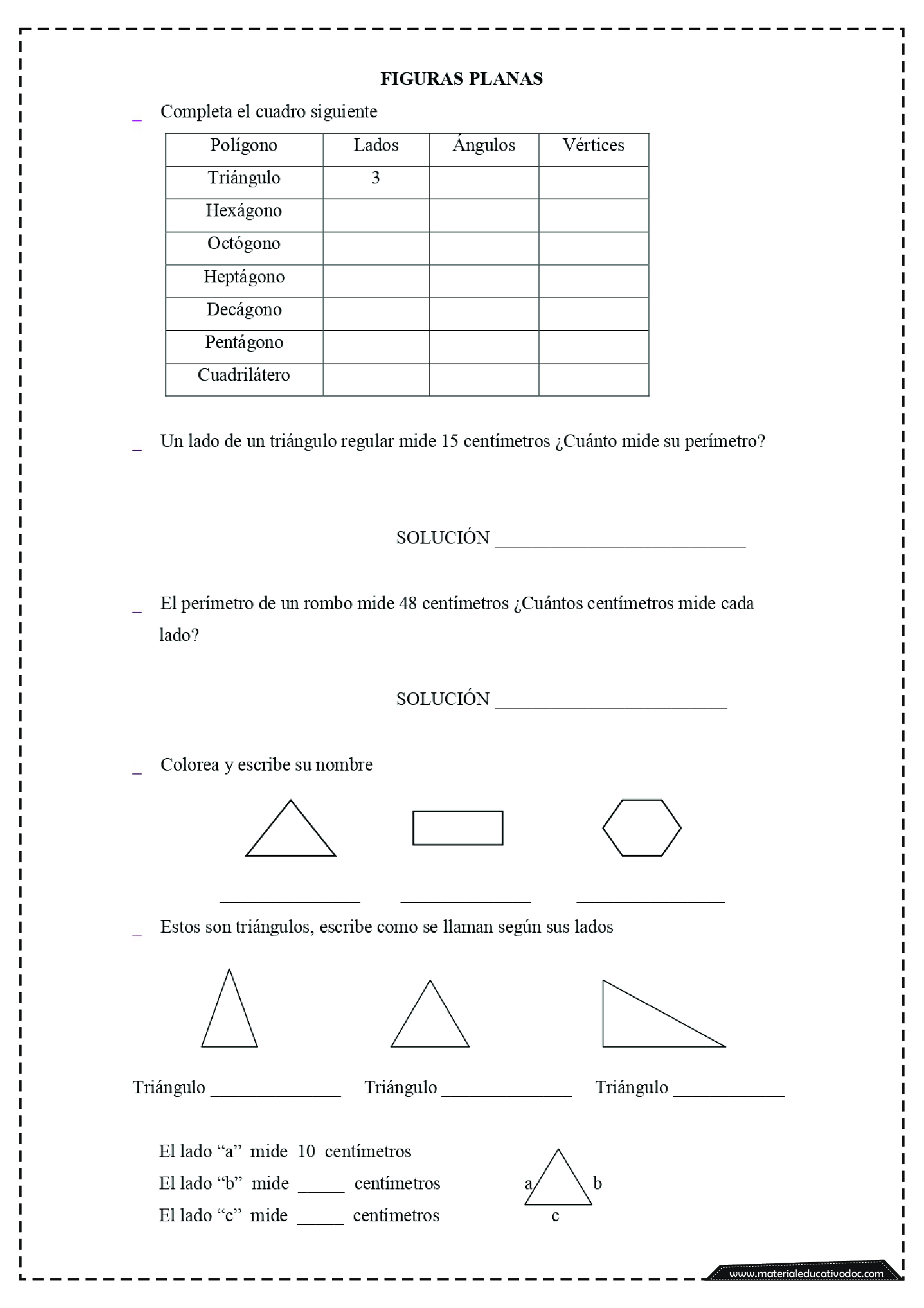 Matemática ejercicios de evaluación 3° grado primaria
