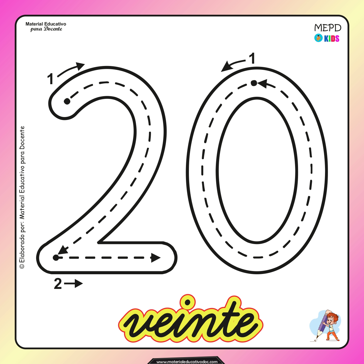Tarjetas para trazos de números para Inicial y Preescolar