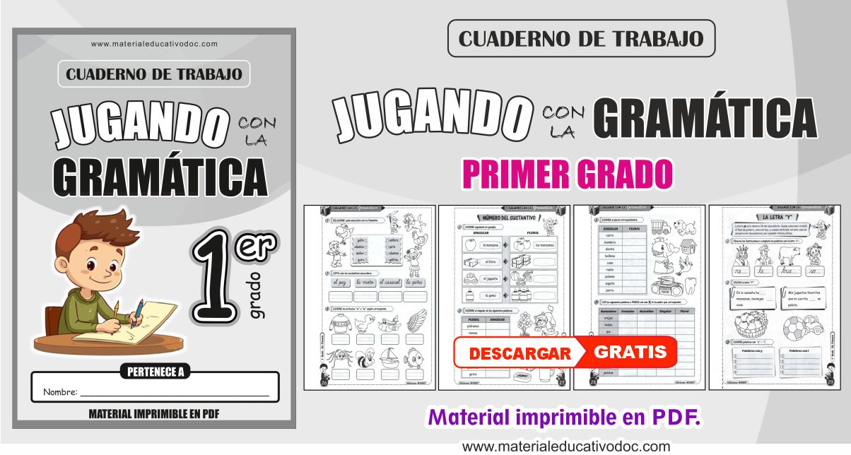 Cuaderno de Gramática actividades y ejercicios para 1º grado
