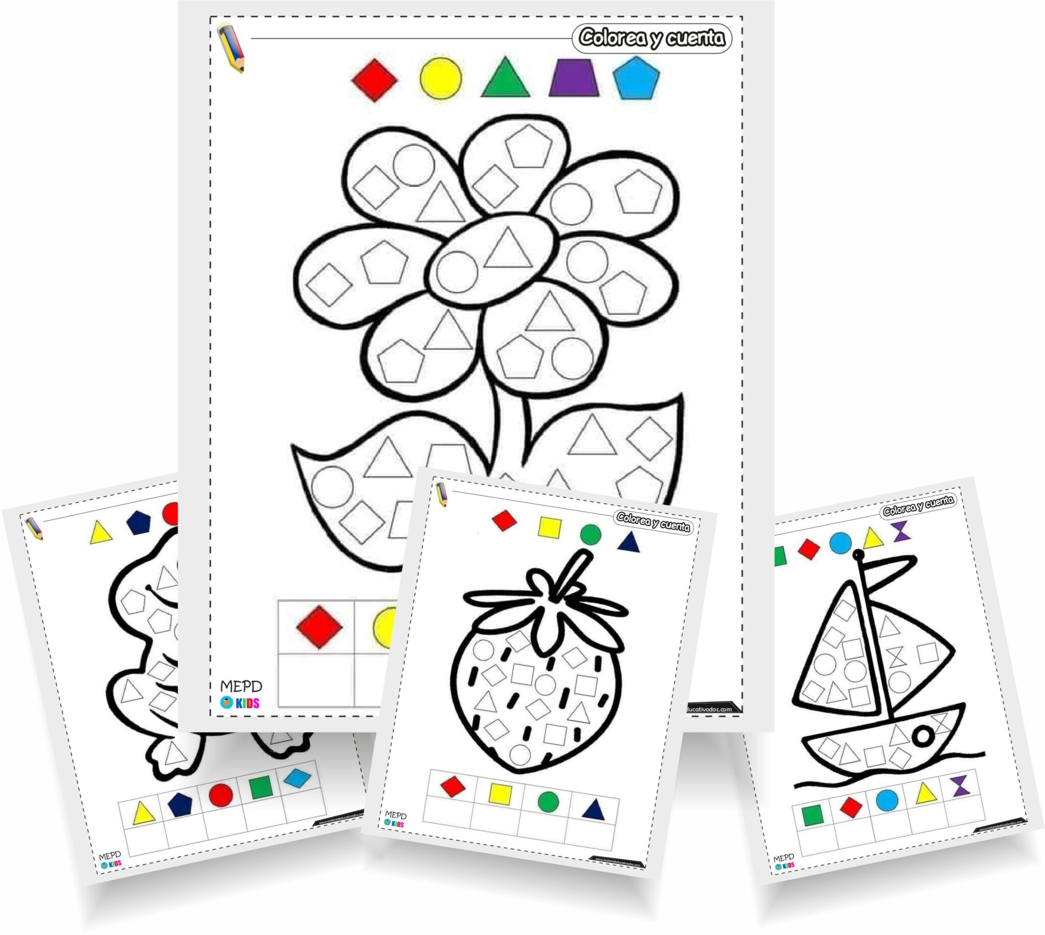 Fichas para reconocer y colorear las figuras geométricas