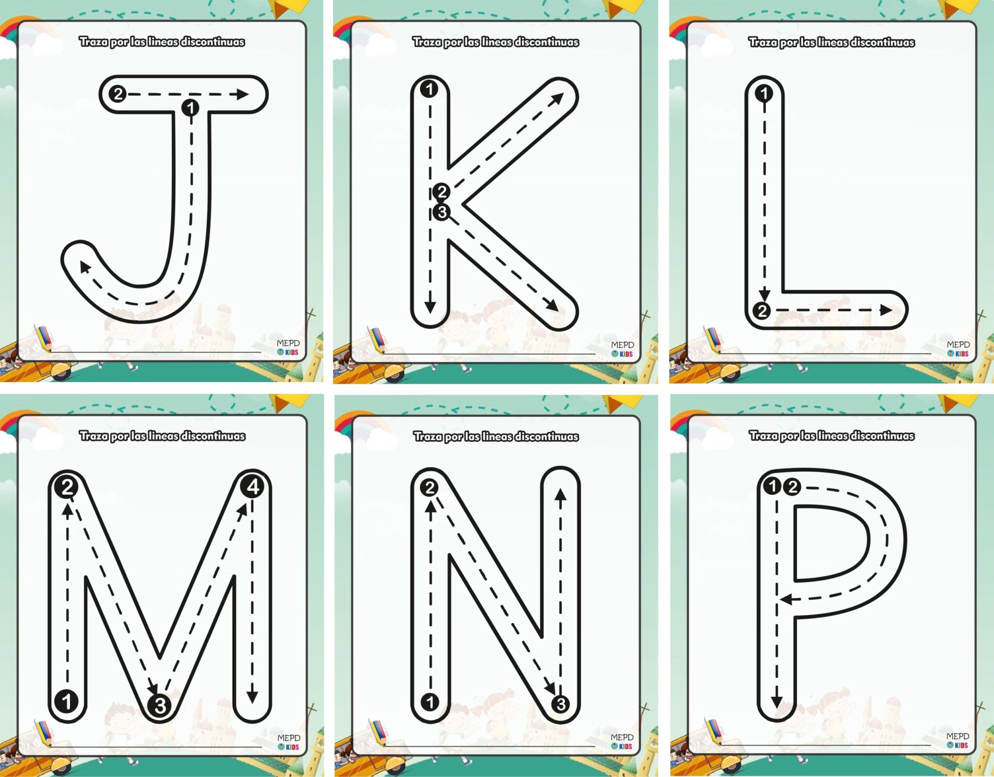 Láminas de escritura del abecedario | Letras mayúsculas