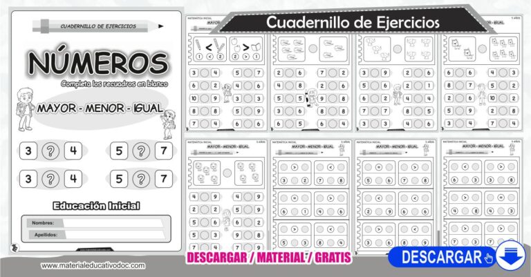 Ejercicios de comparación de números mayor, menor e igual