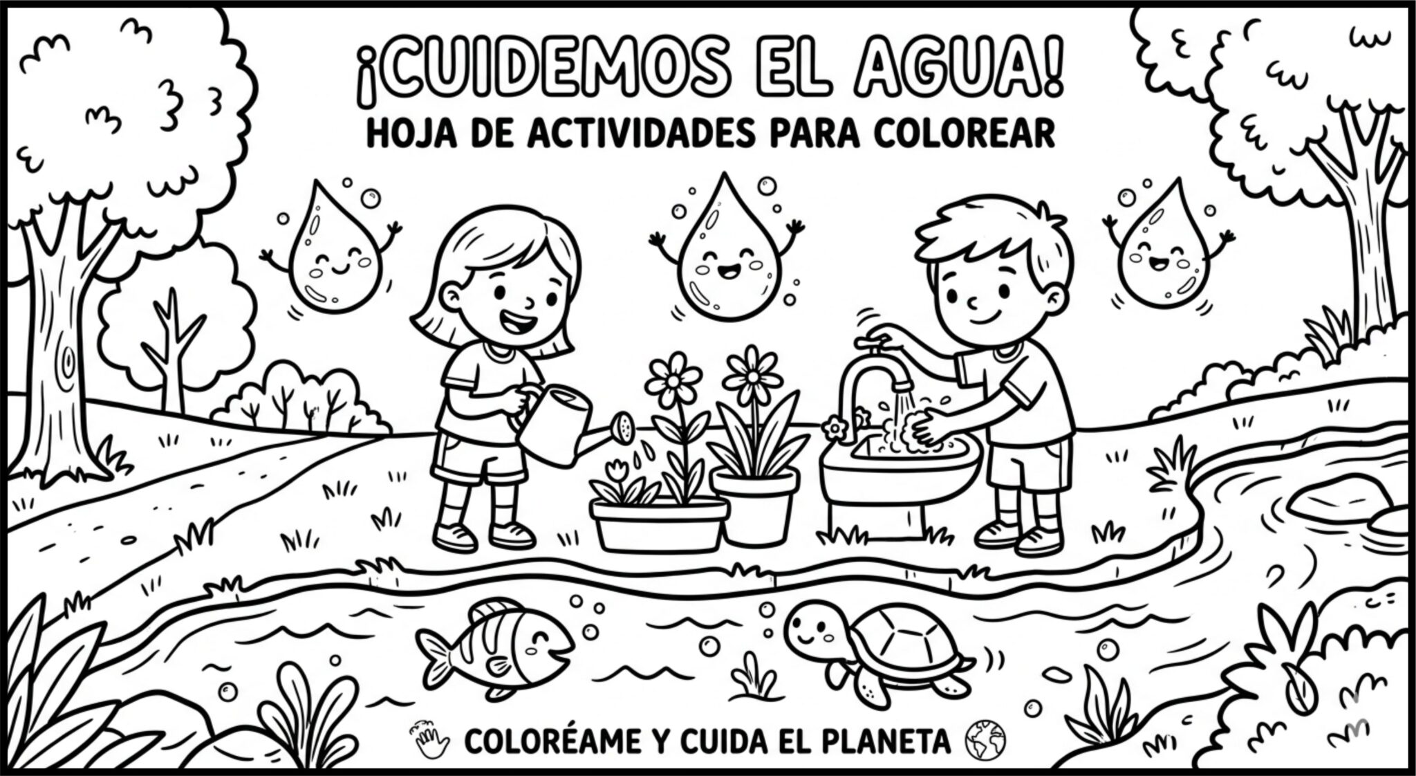 Dibujos Del Cuidado Del Agua Para Colorear Y Aprender Jugando