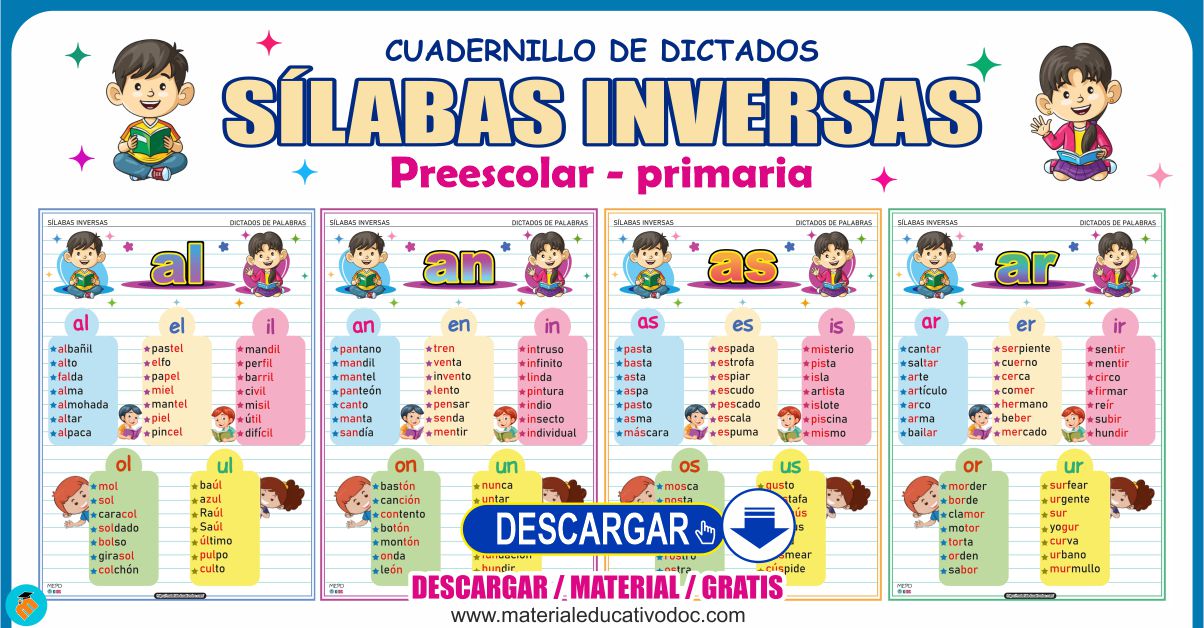 Dictado de palabras sílabas inversas