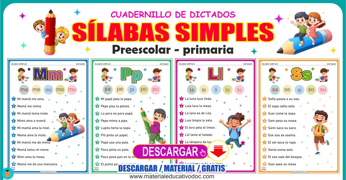 Dictados con sílabas simples para mejorar la lectura y escritura