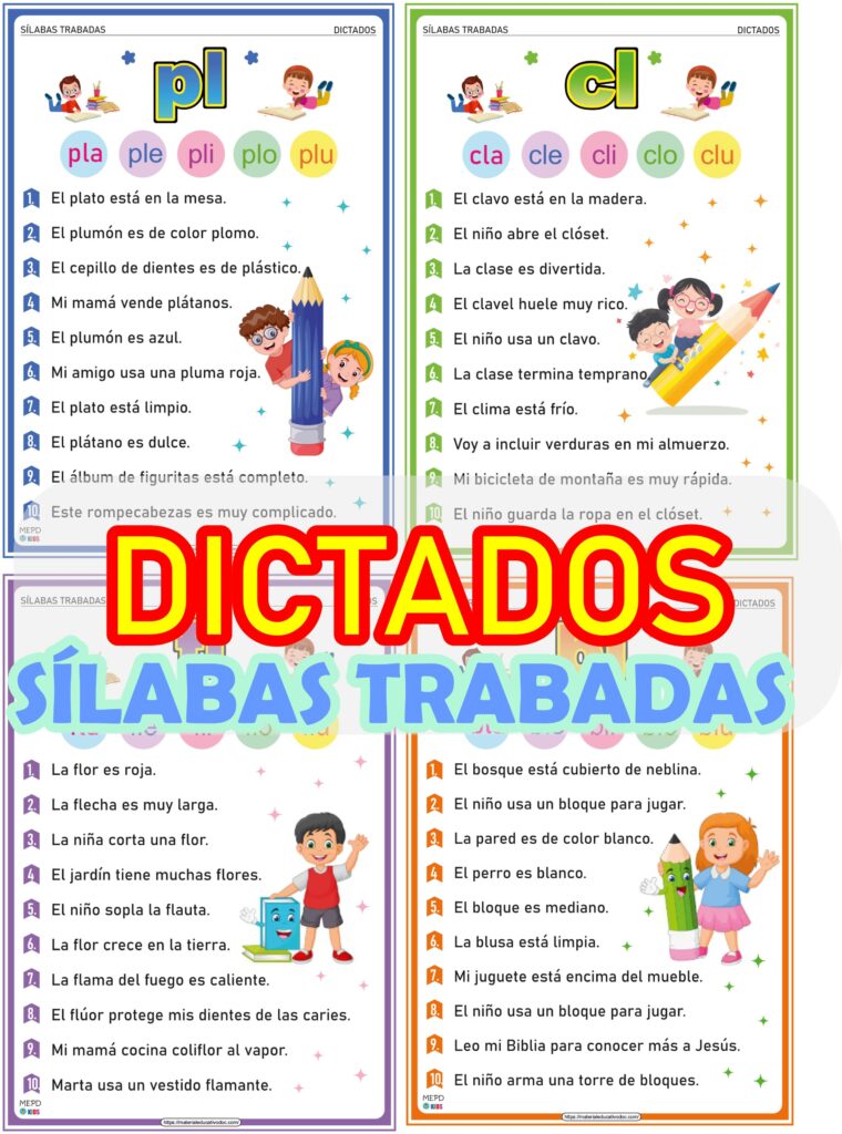 Dictados con sílabas trabadas para mejorar la lectura y escritura