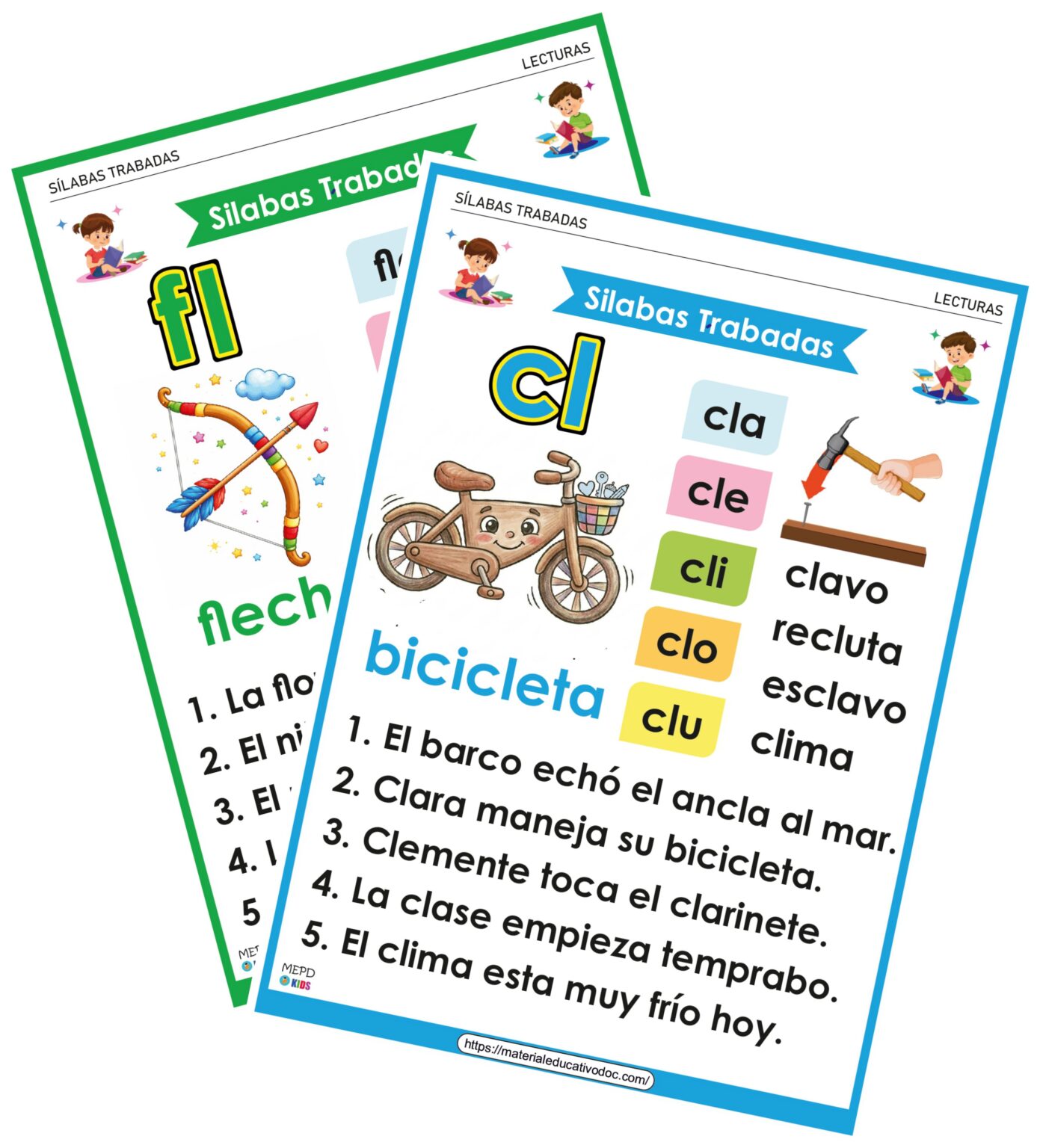 Cuadernillo de sílabas trabadas palabras, oraciones para leer
