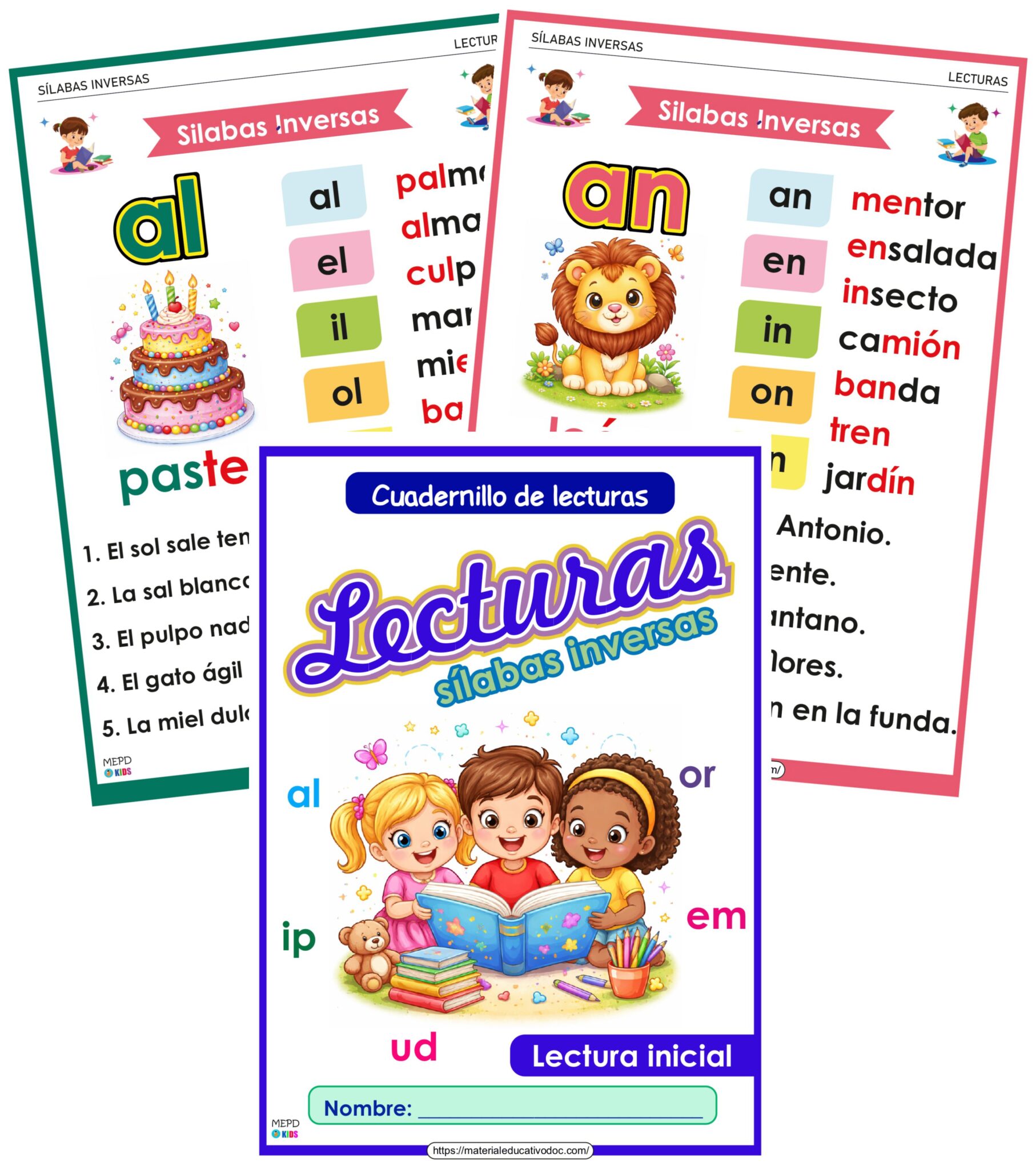 Lecturas con silabas inversas para afianzar el aprendizaje